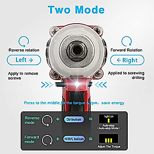 BONSBOR Cordless Impact Wrench Kit 1/2" 520Nm, Brushless Impact Driver Electric Drill with 2 Rechargeable Li-ion Batteries, Socket Set 14mm 17mm 18mm 19mm 21mm 22mm