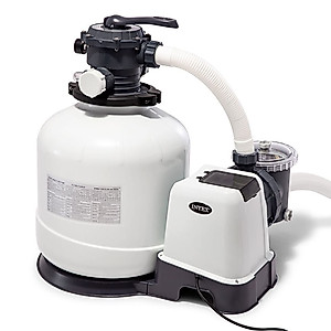 Intex 3000 Gallons Per Hour Sand Filter Pump with Timer for Above Ground Swimming Pools and Deluxe Wall Mounted Pool Surface Skimmer
