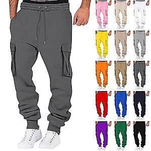 Combat Rip-Stop Camo Cargo Work Pants Trousers with Multi Pockets Men's Winter Cargo Pants Thick Fleece Joggers Loose Sport Long Trousers Male Casual Warm Sweatpants Pants ZHOUUSSALE310096270