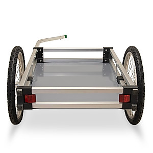 WIKE Heavy Duty Aluminum Flatbed Bike Trailer: Inside Cargo dims 56cmWx77cmL, max Payload 125lbs - Comes with Easy-Install Steel Bike Hitch, Steel-Reinforced Aluminum towbar, 2-20" Pneumatic Wheels