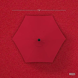 Best Choice Products 7.5ft Outdoor Solar Market Table Patio Umbrella for Deck, Pool w/Tilt, Crank, LED Lights - Red