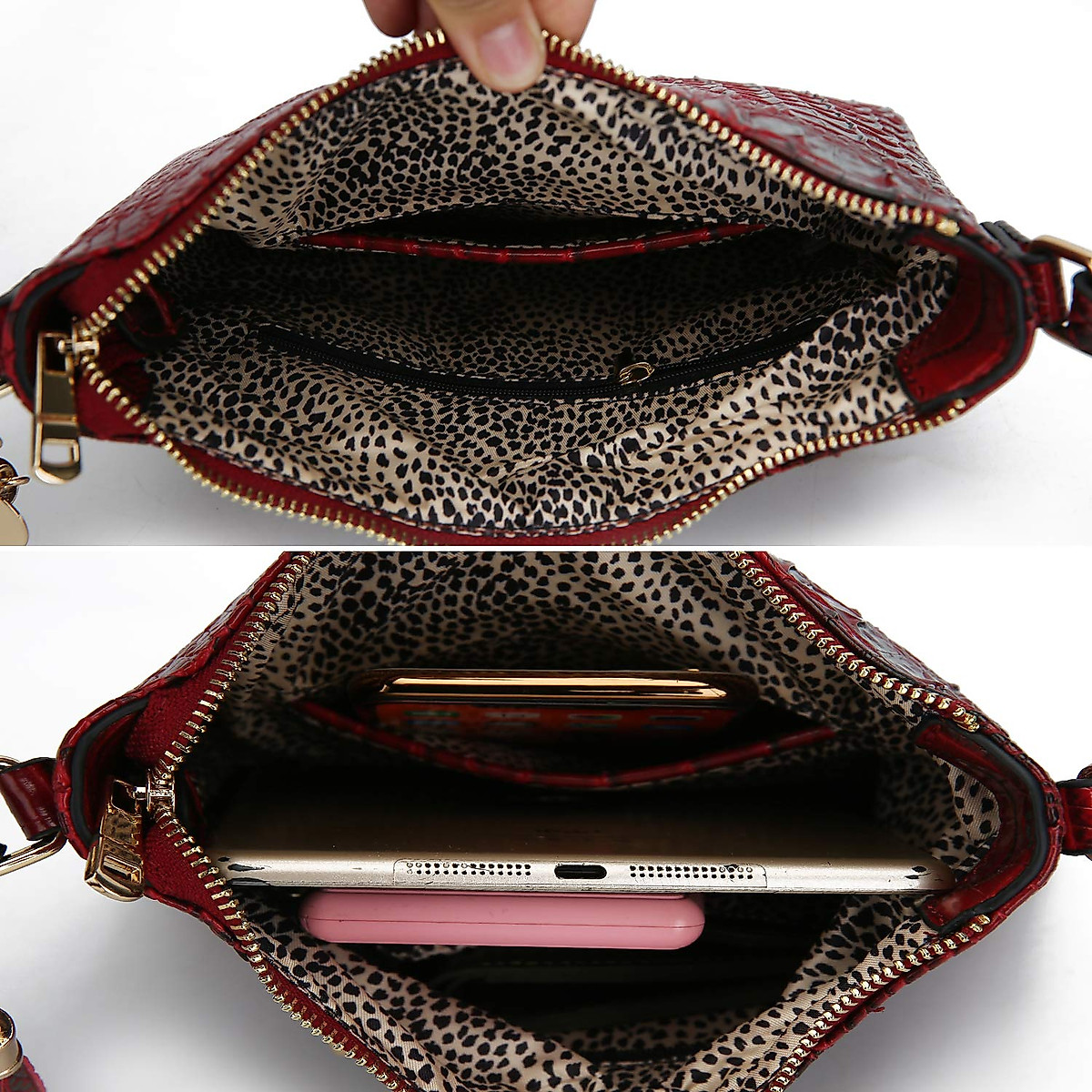 MKF Crossbody Bags for Women – PU Leather Pocketbook Handbag – Medium Side Messenger Purse, Shoulder Strap Black