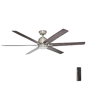 Home Decorators Collection Kensgrove 64 in. Integrated LED Brushed Nickel Ceiling Fan with Light and Remote Control YG493D-BN