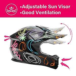 DOT Youth Kids ATV Motocross Offroad Street Helmet Full Face Motorcycle Off-Road ATV Helmet Dirt Bike Motocross Helmet+Gloves+Goggles