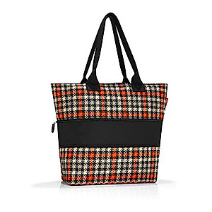 reisenthel Shopper E1, Expandable 2-in-1 Tote, Converts from Handbag to Oversized Carryall, Glencheck Red