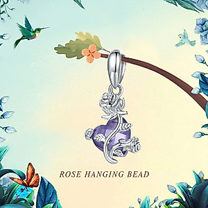 BABAMIA Rose Flower Love Charms for Bracelets and Necklaces 925 Sterling Silver Love Heart Pendant Charms Paved with Cubic Zirconia Exquisite Charms Jewelry for Women