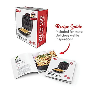 DASH Deluxe No-Drip Waffle Iron Maker Machine 1200W + Hash Browns, or Any Breakfast, Lunch, & Snacks with Easy Clean, Non-Stick + Mess Free Sides, Silver