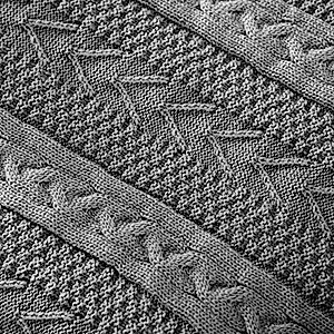 Longhui bedding Acrylic Cable Knit Sherpa Throw Blanket - Thick, Soft, Big, Cozy Grey Knitted Fleece Blankets for Couch, Sofa, Bed - 60 x 80 Inches Gray Coverlet, 5.2 Pounds