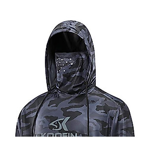 KOOFIN GEAR Performance Hooded Fishing Shirt Long Sleeve Hoodie Sun Protection ;Charcoal;X-Large