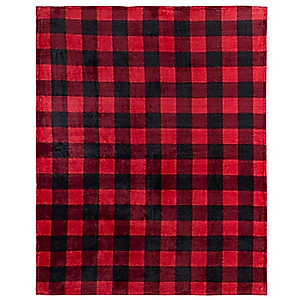 Safdie & Co. 65903.Z.05 Premium Printed Flannel 60"x48"-Super Soft, Lightweight, Microplush, Cozy and Functional Throw Blanket Plaid, Red/Black
