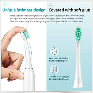 Suitable for all electric toothbrush handles of Uliber,3 Soft DuPont Replacement Brush Heads-Includes 1 Bright white,1 Deep cleaning&1 Sensitive Clean,Soft silicone tongue coating brush