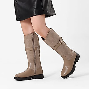 DREAM PAIRS SDBO221K Girls Knee High Buckle Fashion Riding Boots Little Kid/Big Kid Khaki Size 2