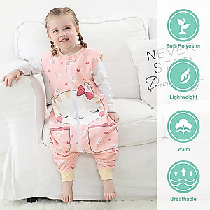 MICHLEY Unisex Baby Wearable Blanket Autumn Winter Toddler Sleeveless Sleeping Bag with Feet,Cat,1-3T