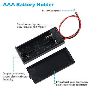 Geekstory Battery Holder - 5 PCS 3V AAA Battery Case Cover Storage Box with ON/Off Switch and Wire Leads PH2.0 JST Connector Male for BBC Micro:bit Arduino