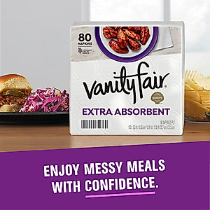 Vanity Fair Extra Absorbent Premium Paper Napkins, 160 Count, Disposable Napkins Made Soft And Strong For Messy Meals And Everyday Use