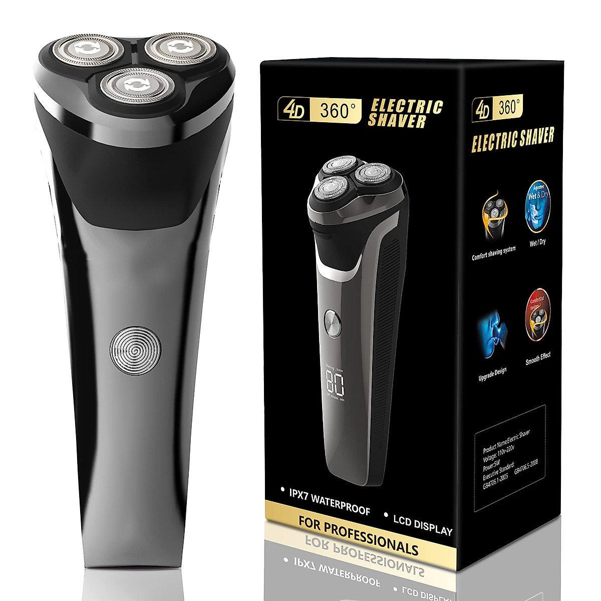 Mens Electric Razor, SIWIEY 4D Rechargeable Electric Shavers for Men with Pop-up Beard Trimmer, LCD Display, Child Lock, Wet & Dry Use, USB Charger Cordless Shavers for Men