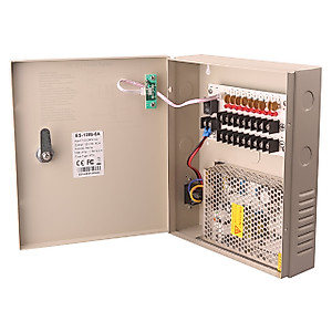 EVERSECU 9 Channel DC12V 5 Amp PTC Fuse CCTV Power Supply with Metal Box, AC Plug and Lock for Security Cameras, DVRs, IP Cameras, CCTV Cameras