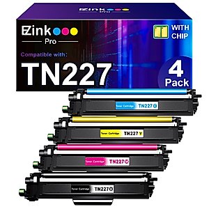 E-Z Ink Pro Compatible TN227 Toner Cartridge Replacement for Brother TN227 TN-227 BK/C/M/Y High Yield TN223 TN-223 Compatible with HL-L3290CDW HL-L3210CW MFC-L3750CDW MFC-L3710CW Printer (4 Pack)