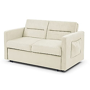 Verfur 3 in 1 Pull Out Couch Bed Sleeper Sofa,Modern Upholstered Loveseat Lounge Sofa & Couches w/Reclining Backrest, Convertible Futon Love Seat Small Furniture for Living Room