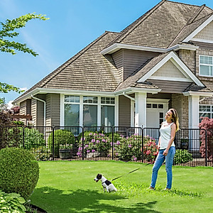 Rengue Garden Fencing, Decorative Garden Metal Fence, 18ft(L)×32in(H) Animal Barrier Garden Fence with Gate, Heavy Duty Iron Fencing for Dogs, Outdoor, Yard (8 Panels)