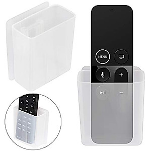 [2 Pack] Universal Remote Control Holder 7x6x3cm, Wall Mount Media Organizer - Pinowu Self-Adhesive Storage Box, Office Supply Accessories