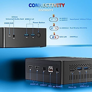 AWOW Mini PC Intel J4105 256GB SSD Windows 11 Pro Mini Desktop Computer 8GB DDR4, HDMI2.0 x2, 4K@60Hz, Dual-Band WiFi, USB3.2 x4, USB2.0 x1, Gigabit Ethernet, BT, AL34 Micro PC