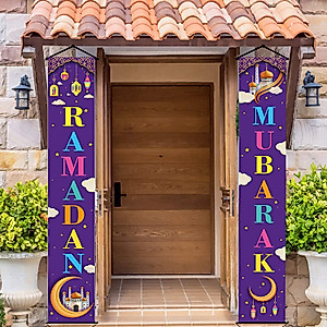 Ramadan Mubarak Decorations Eid Door Banner Backdrop Ramadan Theme Porch Signs Party Supplies Photo Booth Prop