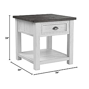 Martin Svensson Home Monterey Solid Wood End Table White with Grey Top