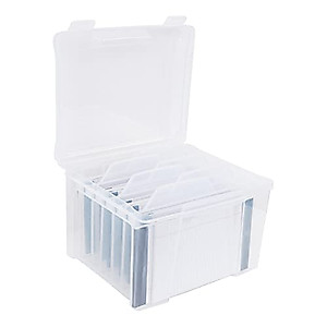 CraftyBook All Occasion Card Storage Box - Clear Plastic Organizer Assorted Card Box with 6 Adjustable Dividers