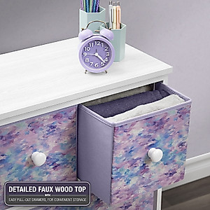 Sorbus Fabric Dresser for Kids Bedroom - Chest of 8 Drawers, Storage Tower, Clothing Organizer, for Closet, for Playroom, for Nursery, Steel Frame, Fabric Bins - Knob Handle (Tie-dye Purple)