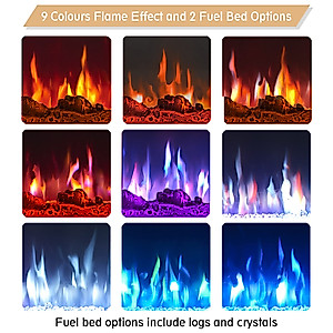 Efiretric® Grace 36" W 3 in 1 Electric Fireplace (EF449), Freestanding, Wall Mounted, Recessed, 9 Colors Flame Effect, TV Media Wall, Heater 750W/1500W, Remote Control