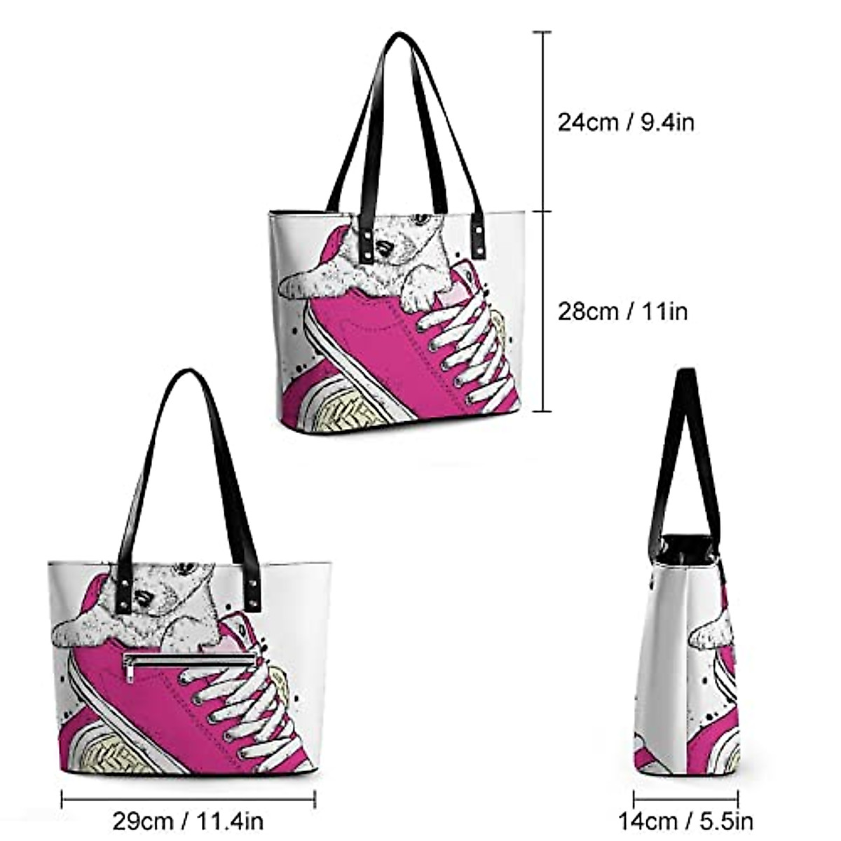 Womens Handbag Dog Leather Tote Bag Top Handle Satchel Bags For Lady