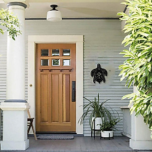 CREATCABIN Metal Sea Turtle Wall Art Sea Animal Beach Ocean Theme Wall Hanging Silhouette Sculpture Iron Sign for Indoor Outdoor Home Living room Kitchen Garden Office Decor Gift Black 12 x 10 Inch