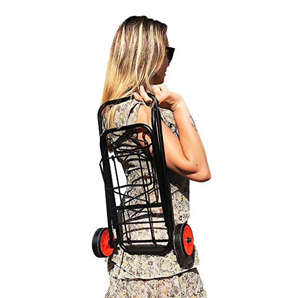 ISOP Folding Light Hand Truck 2 Wheels - Luggage Trolley Shopping Cart | Portable Fold-Up Dolly Cart - Collapsible | 60 lb, Black Elastic Incl.