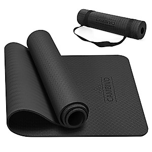 CAMBIVO Yoga Mat with Carrying Strap for Women Men Kids, 1/3 & 1/4 & 2/5 Inch Extra Thick Pilates Mat Non Slip, 72" x 24" TPE Fitness Mats, Workout Mat for Yoga, and Floor Exercises(Mint+Gray, 1/3")