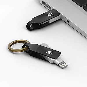 ADAM elements iKlips Duo+ 128GB MFi Certified Premium Flash Drive Compatible with iPad, iPhone (128GB, Obsidian Black)