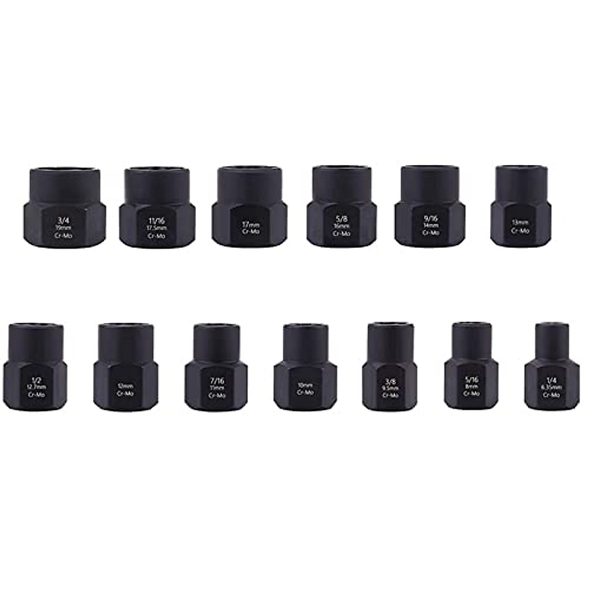 13Piece Multifunctional Impact Bolt Nut Remover Set Nut Extractor Socket Bolt Remover Tool With Storage Box 6.35-19mm Bolt Nut Screw Remover