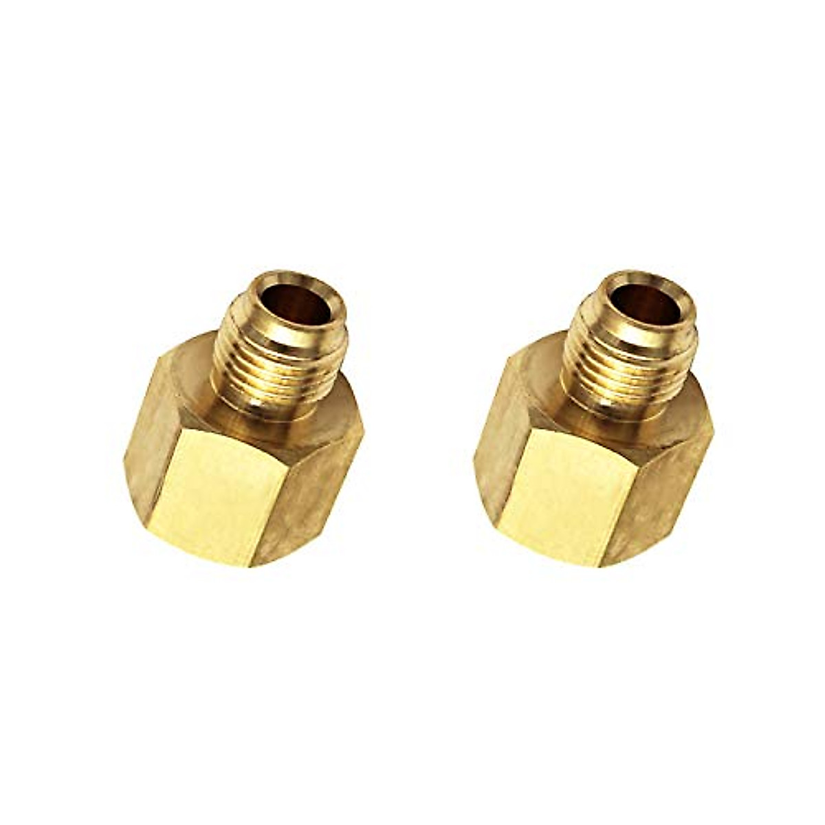 MENSI 1/4" Female Pipe NPT x 1/4" Inverted Male Flare（7/16-24UNF） Brass Convert Adapter Fitting Components for RV Propane Pigtail Hose Pack of 2