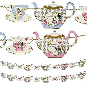 Talking Tables Truly Alice Hanging Teapot Bunting (4m) a Tea Party, Multicolor (2 Pack)