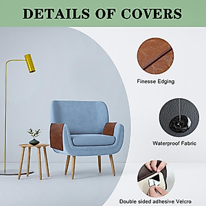 Ntomtuex Faux Leather Couch Arm Cover PU Armrest Slipcover Waterproof Armrest Covers for Sofa Recliner Chair Arm Protectors for Pets Set of 2 Brown