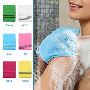 Prasacco 6 Pcs Korean Exfoliating Washcloth, Asian Exfoliating Mitt Bath Glove Washcloth Colorful Exfoliating Cloth Skincare Exfoliating Scrub Bath Cloth for Removing Dry Dead Skin (6 Colors)
