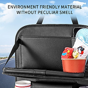 Can Backseat Car Organizer, Protector Kick Mats Table Tray Foldable Dining Table with Tablet Holder Travel Accessories Organizer 1 Pack