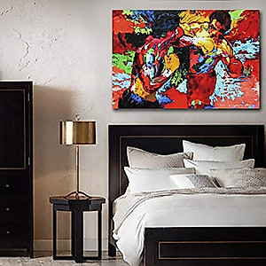 Fchen Art Boxing Poster,Boxing Sports Colorful Canvas Wall Art Movie Decor for Kitchen Wall Decor,Picture Drawing Painting Room Decor Artwork Framed and Stretched 60x90cm