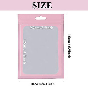 Resealable Smell Proof Bags 100PCS Mylar Ziplock Food Storage Bags with Clear Window and Euro Hang Hole Odorless Mylar Bags Heat Seal Pouch Food Safe Storage (Pink, 4 x 6 Inch)