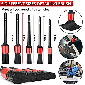 10 Pcs Car Detailing Brush Set ,Including 5 pcs Detail Brush , 3 pcs Wire Brush , Air Conditioner Brush and Microfiber Towel for Cleaning Wheels,Dashboard,Interior,Exterior,Leather, Air Vents, Emblems