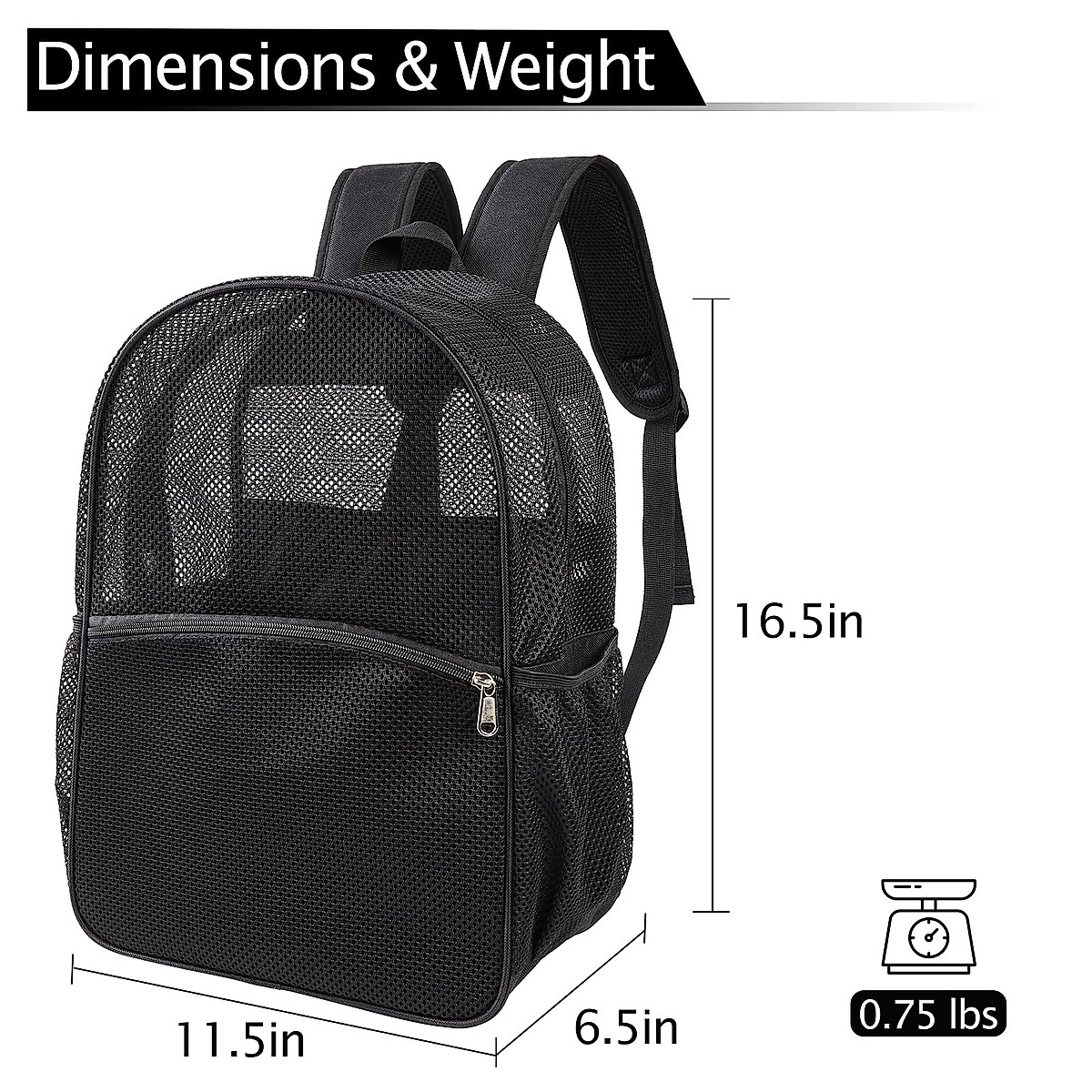 Dotpraise Heavy Duty Mesh Backpack, Lightweight See Through College Student Backpack with Comfort Padded Straps for Commuting, Swimming, Work, Travel, Outdoor Sport