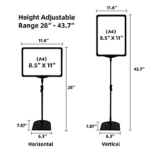 SONFILY A frame Sign Holder Adjustable Poster Stand Sign Stands For Display Floor Standing Sign Holder Small Retail Signs Double Sided Signs Indoor For Fair Store Shop,8.5x11in,2 Pack Black