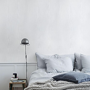 Abyssaly ﻿White Contact Paper 15.7" X 118",Peel and Stick Waterproof Vinyl Wallpaper Without Passing Through The Primary Colors,White Real Wood Grain Wallpaper for Cabinets Kitchen Furniture