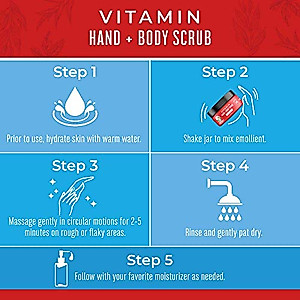 Vitamin Hand, Foot & Body Scrub w/MSM by MaryRuth's | Exfoliates & Hydrates Dry, Damaged or Normal Skin | Blend of Certified Organic Plant Based Ingredients | For Men & Women, Unscented, 8oz.