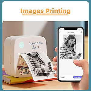 Label Printer,Mini Pocket Printer Portable Thermal Instant Photo Printing Label Maker Machine BT Wireless Connect Compatible with Android or iOS APP Support Receipt Label Memo Sticker Notes
